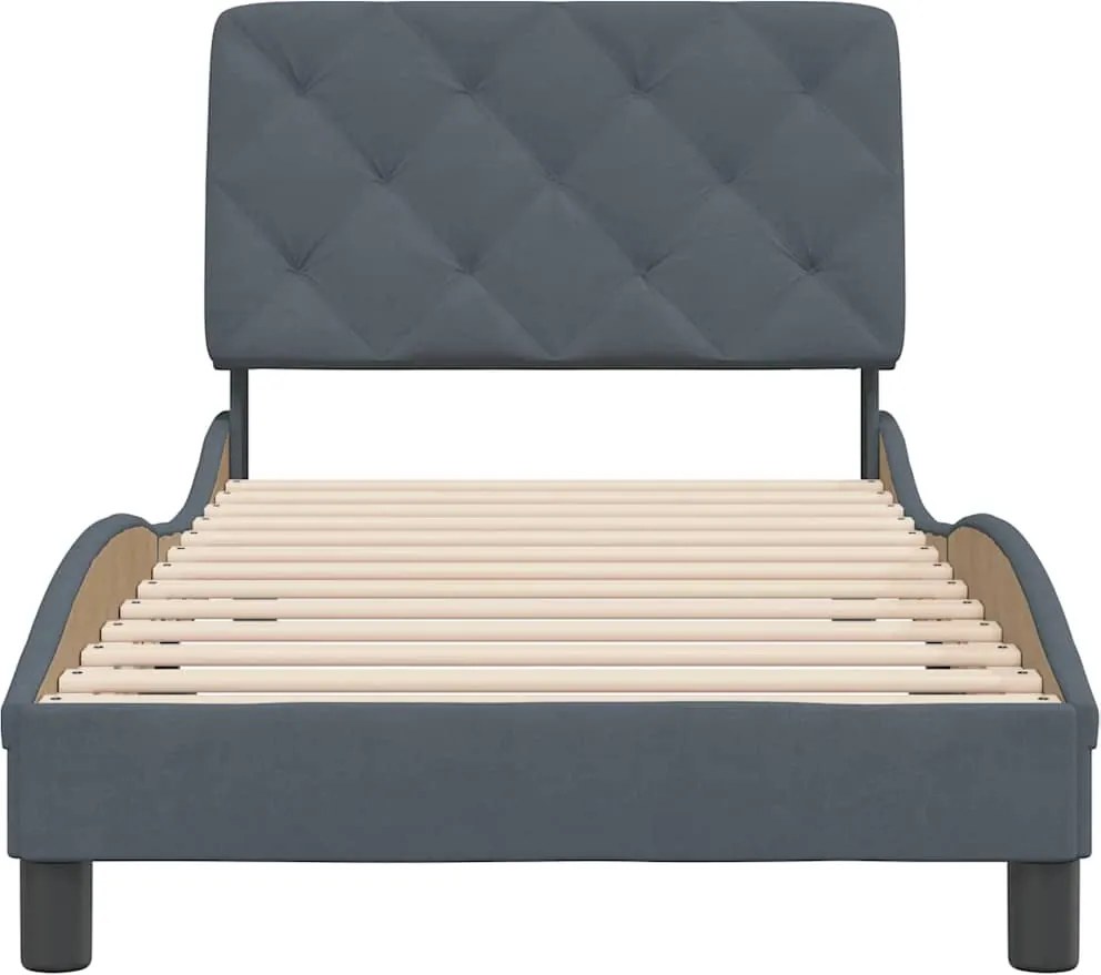 Rám postele bez matrace tmavě šedý 90 x 200 cm samet 3207900