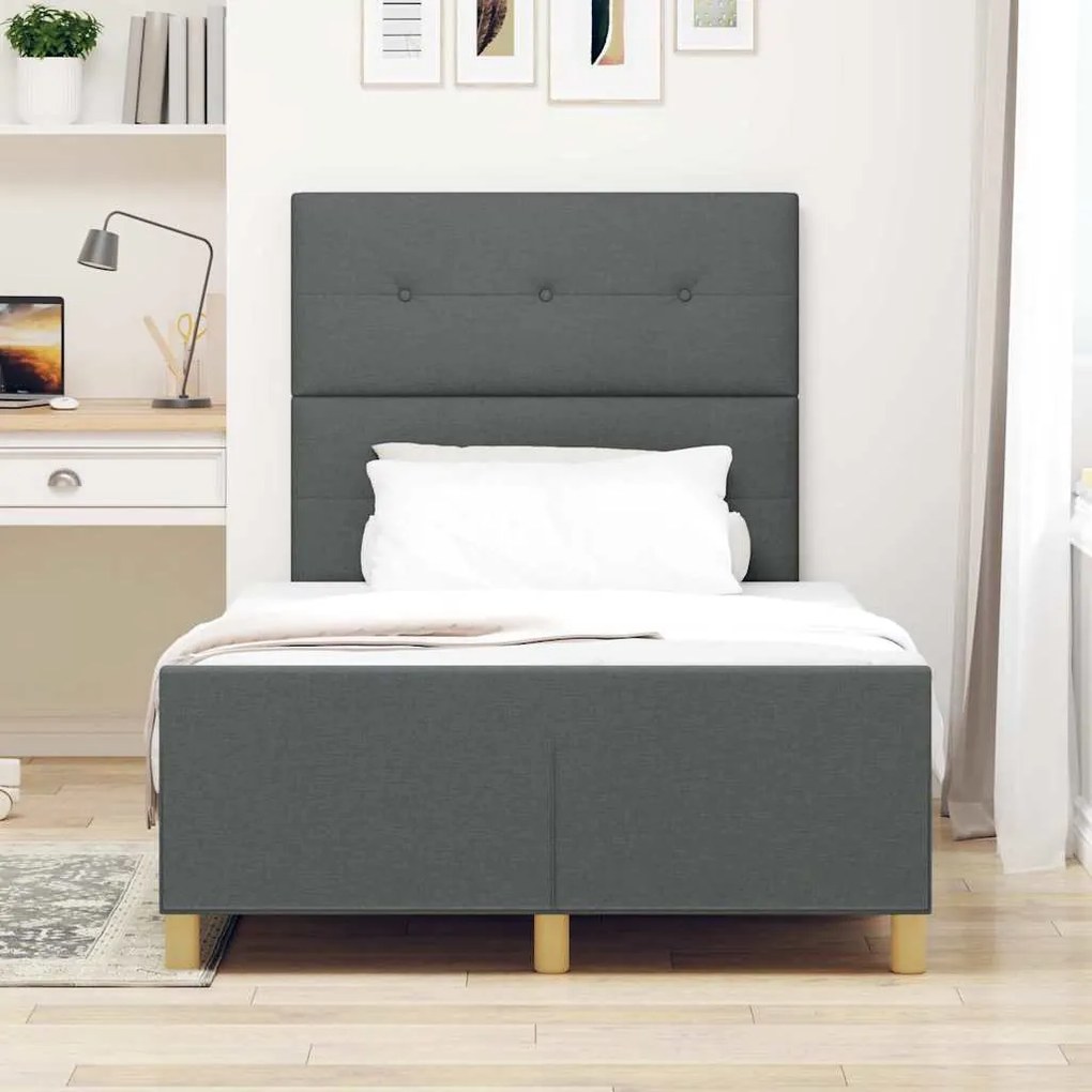 Rám postele s čelo Tmavě šedá 120 x 200 cm textil 3344719