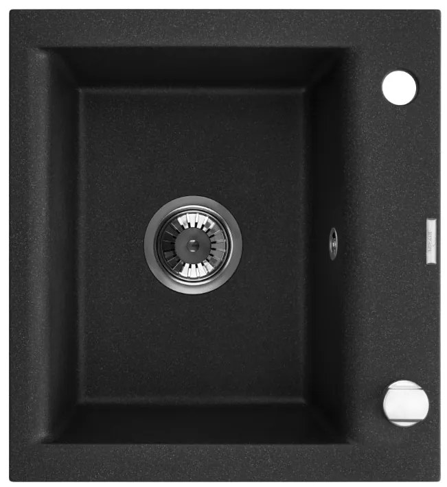 Invena Tesalia, 1-komorový granitový dřez 440x480x160 mm a chromový sifon, INV-AZ-01-041-B