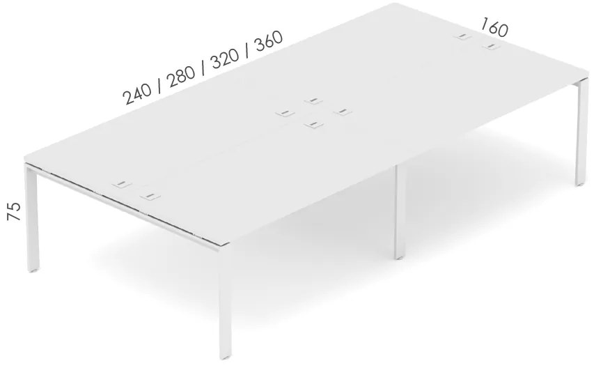 NABYTEK-DESIGNOVY.CZ - DEB212U - Kancelářský stůl EPIC (4.osoby), 240/280/320/360cm, kovová podnož U, dub/černá