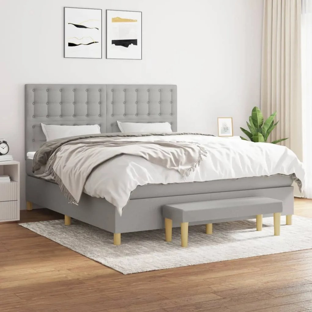 Box spring postel s matrací světle šedá 180 x 200 cm textil 3137493