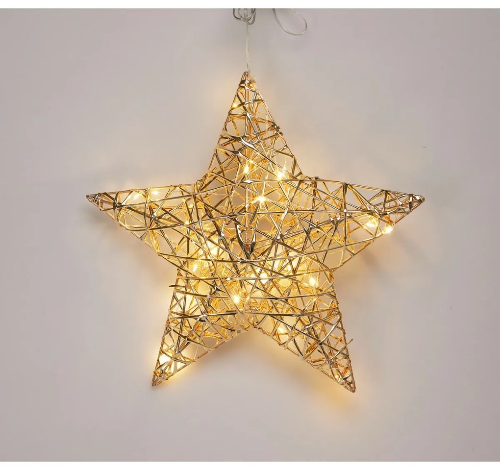 Vánoční svítící hvězda Champagne, 30 x 30 cm, 20 micro LED, na baterie