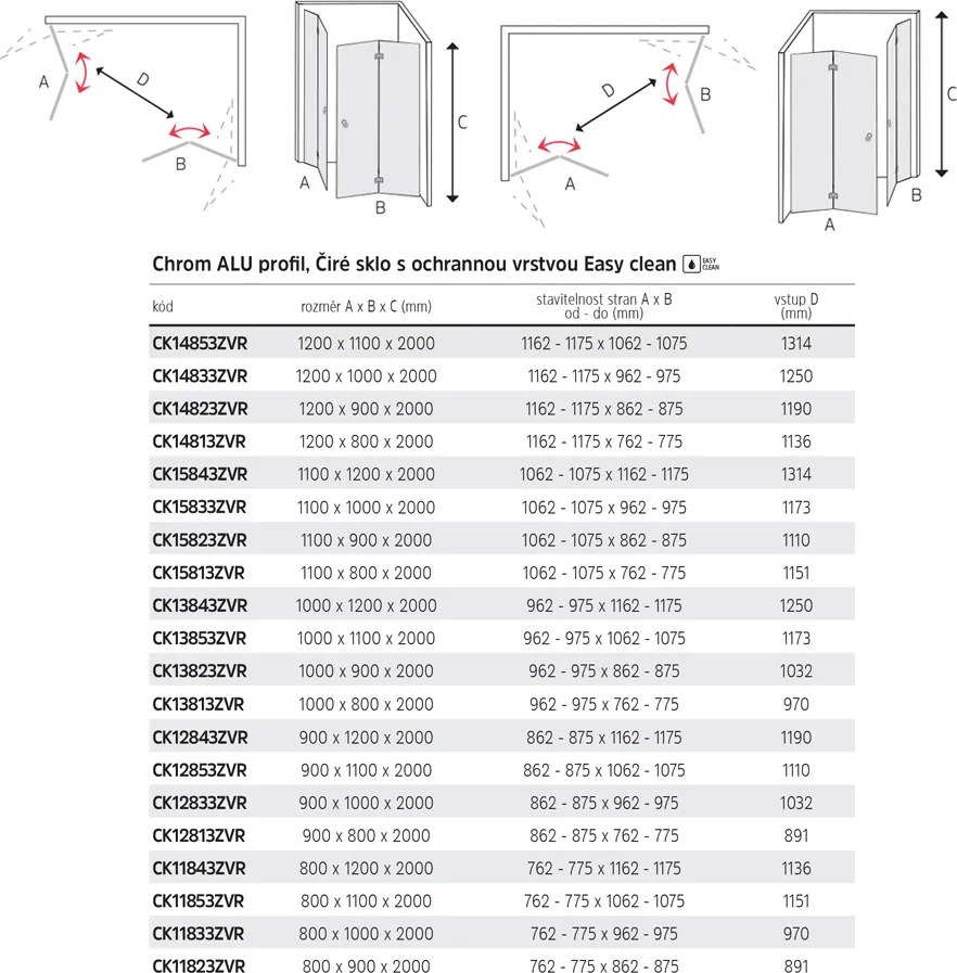 Mereo Mereo, Zalamovací sprchový kout, Novea, obdélník, chrom ALU, sklo Čiré, CK14823ZVR