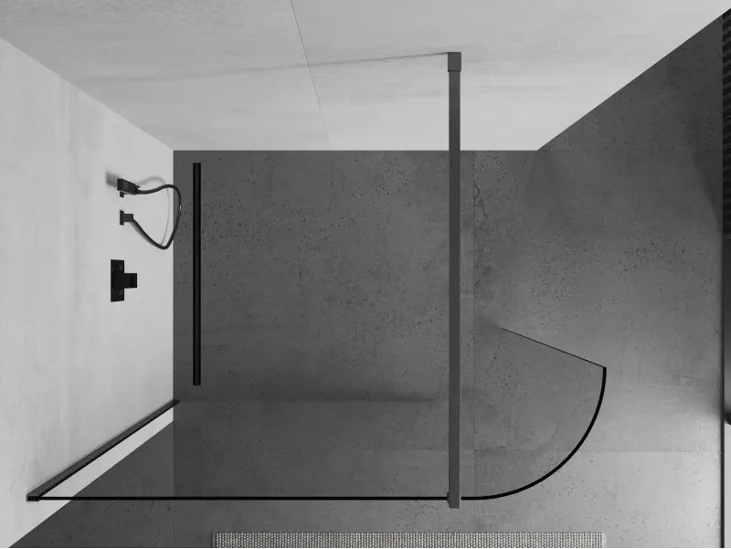 Mexen Kioto, sprchová zástěna Walk-In 80 x 200 cm, 8mm čiré sklo, grafitový profil, 800-080-101-66-06