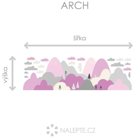 Nordic kopečky růžové textilní přelepitelné samolepky na zeď arch 130 x 40 cm