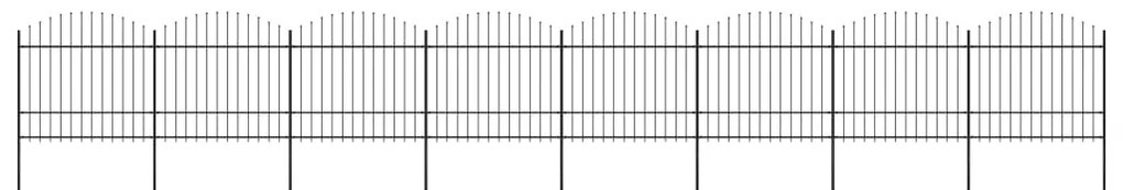Zahradní plot s kopím nahoře ocelový 1426 x 175 cm černý