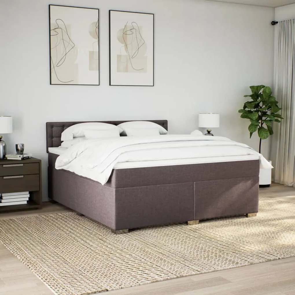 Box spring postel s matrací tmavě hnědá 180x200 cm textil 3285984