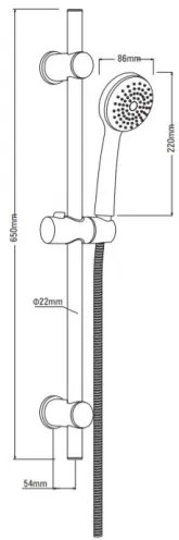 Deante Neo Symetrio, sprchový sloup 65cm s držákem ruční sprchy a 1-funkční ruční hlavicí, chromová, NET_051K