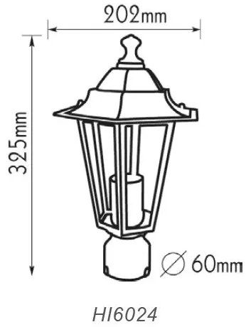 ACA Lighting Venkovní lucerna HI6024B max. 60W/E27/IP45, černá