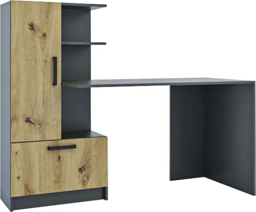 Počítačový stůl Standard, antracit / dub artisan, levá montáž