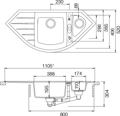 Schock Dřez Genius C-150 Asphalt spodní uložení