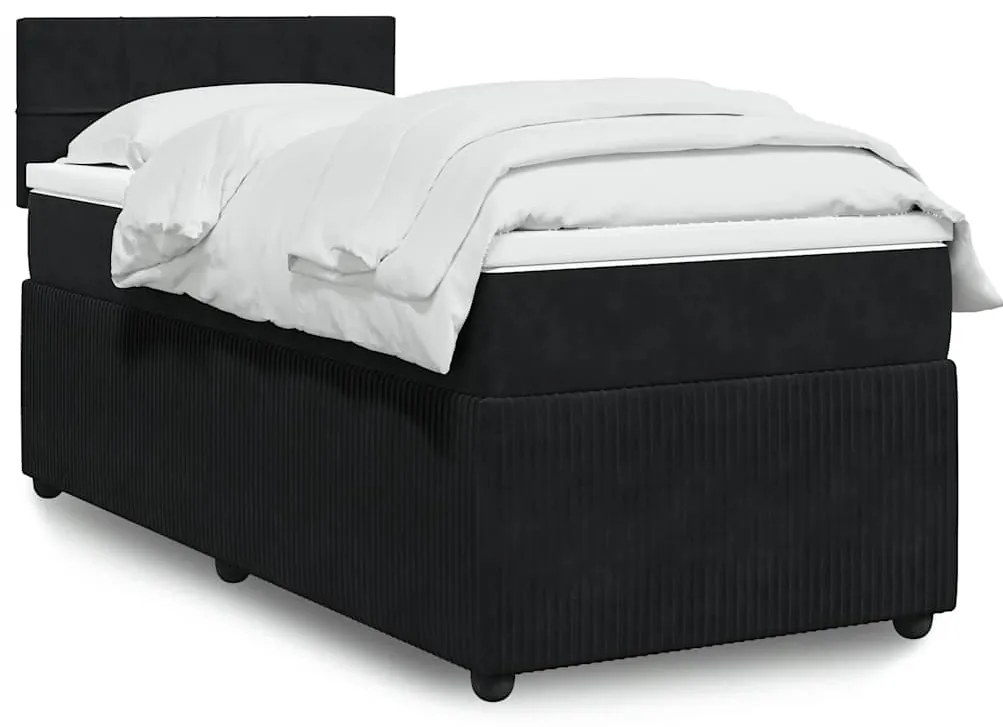 Box spring postel s matrací černá 80 x 200 cm samet 3287592
