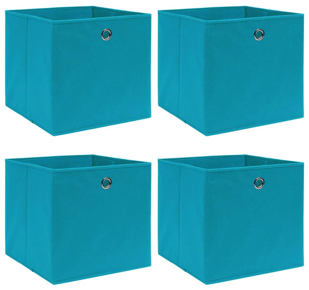 Úložné boxy 4 ks bledě modré 32 x 32 x 32 cm textil 288373