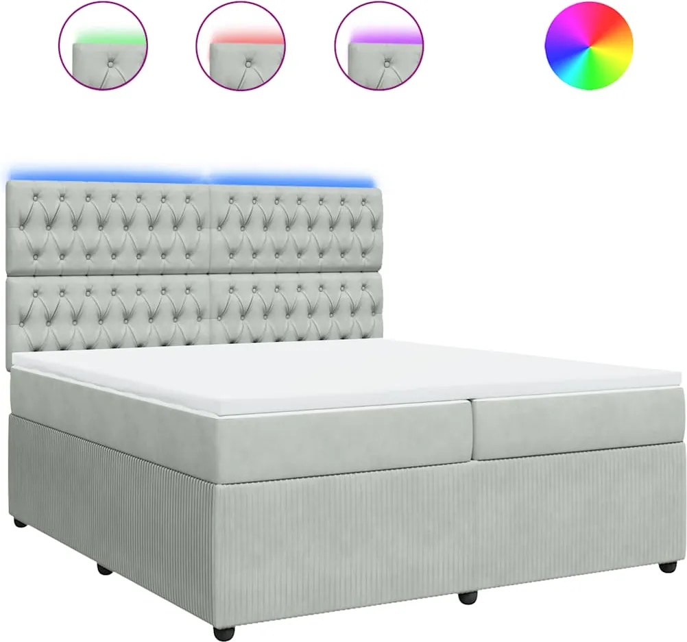Box spring postel s matrací světle šedá 200x200 cm samet 3294736