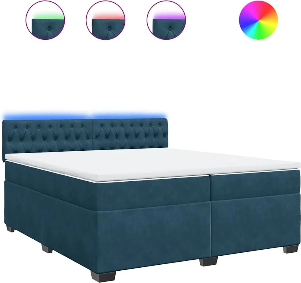Box spring postel s matrací modrá 200 x 200 cm samet 3288712