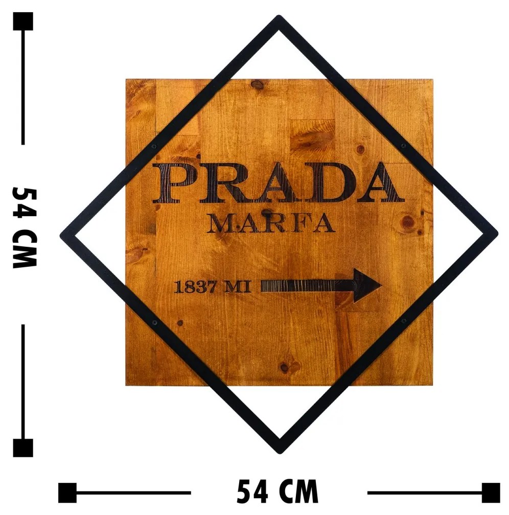 Nástěnná dřevěná dekorace PRADA hnědá/černá