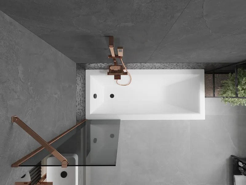 Mexen Next, vanová zástěna 1-křídlová 50 x 150 cm, fixní křídlo, 6 mm šedé sklo, růžové zlato profil, 895-050-000-00-40-60