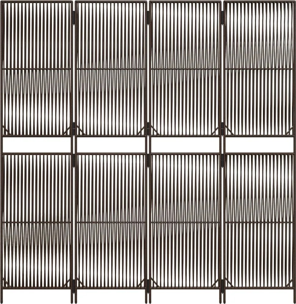 vidaXL Dělicí stěna 4 panely polyratan [365392] Barva: Hnědá