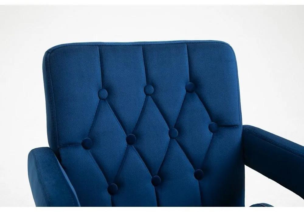 LuxuryForm Barová židle  BOSTON VELUR na černé podstavě - modrá