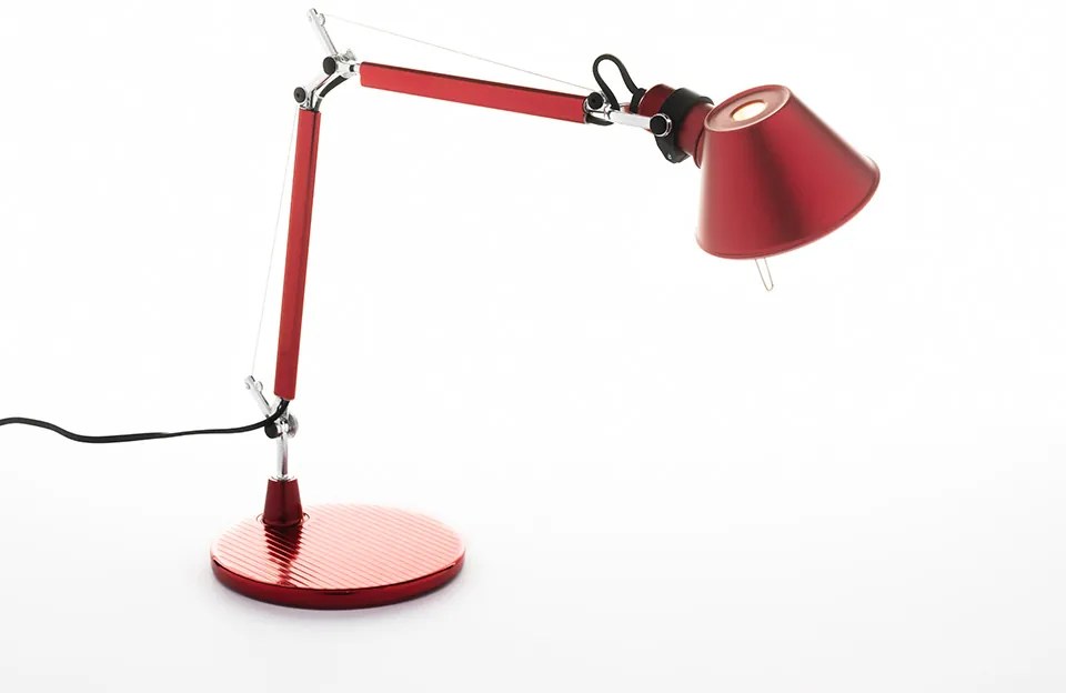 Artemide A011810 Tolomeo Micro tavolo, metalicky červená stolní lampa, 1x6W LED E14, 45+37cm