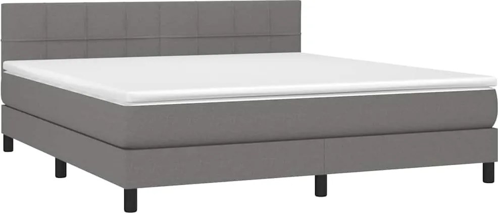 Box spring postel s matrací a LED tmavě šedá 180x200 cm textil 3133174