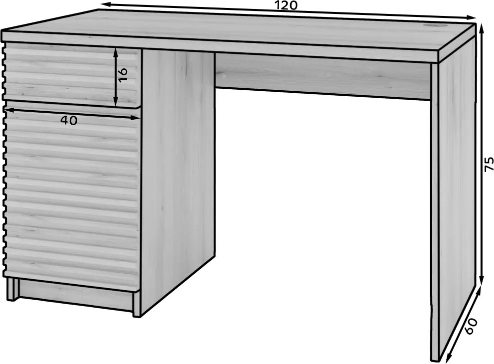 Eltap Pracovní stůl Bisett dub artisan Šířka: 120 cm