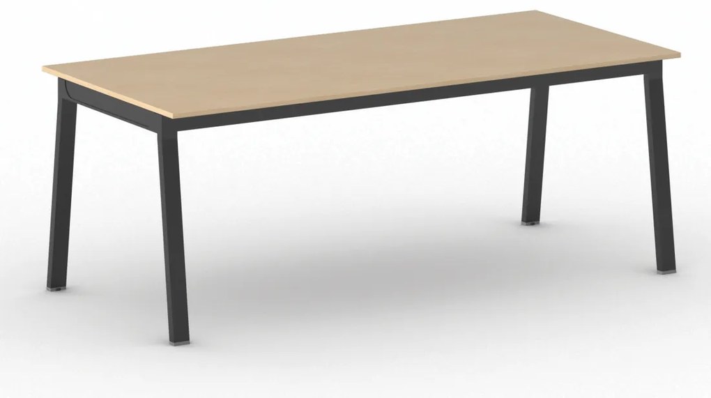 Jednací kancelářský stůl PRIMO BASIC, 200x90 cm, černá podnož, buk