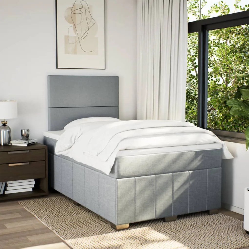Box spring postel s matrací světle šedá 120x190 cm textil 3291600