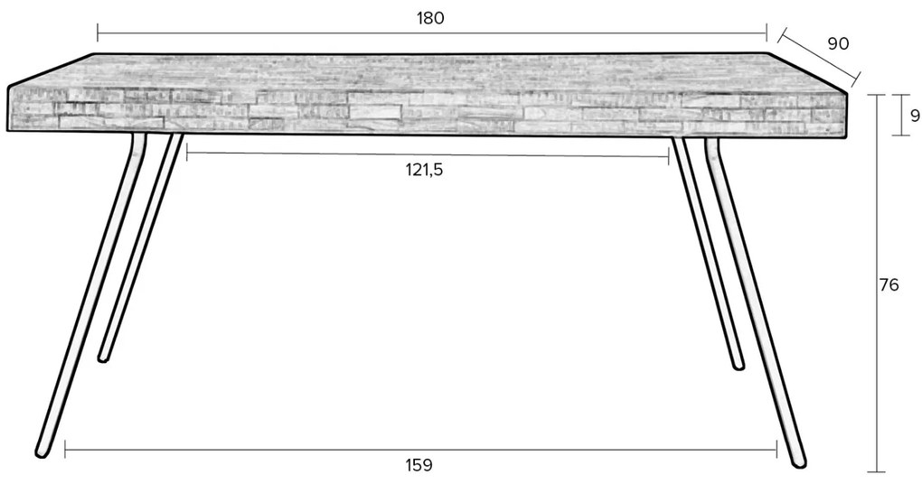 White Label Černý dřevěný jídelní stůl WLL SURI 180 x 90 cm