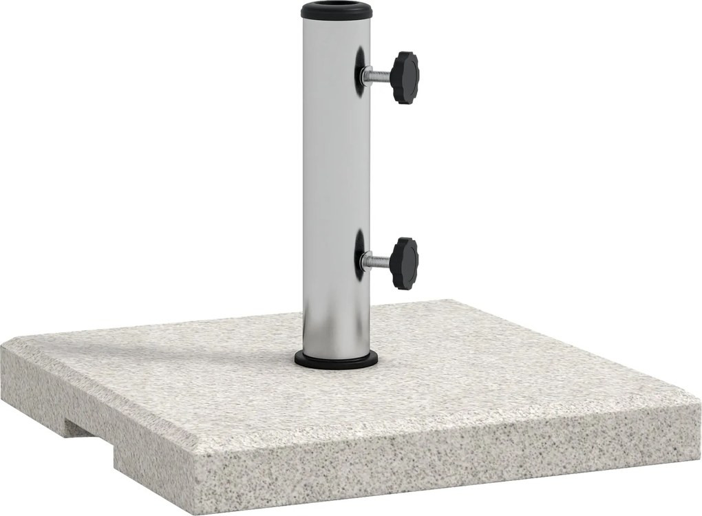 Základna slunečníku Outsunny 25 kg pro tyče s Ø32mm, Ø38mm a Ø48mm, žula a nerezová ocel, základna slunečníku se bočními knoflíky a rukojeťmi, 38x38x3