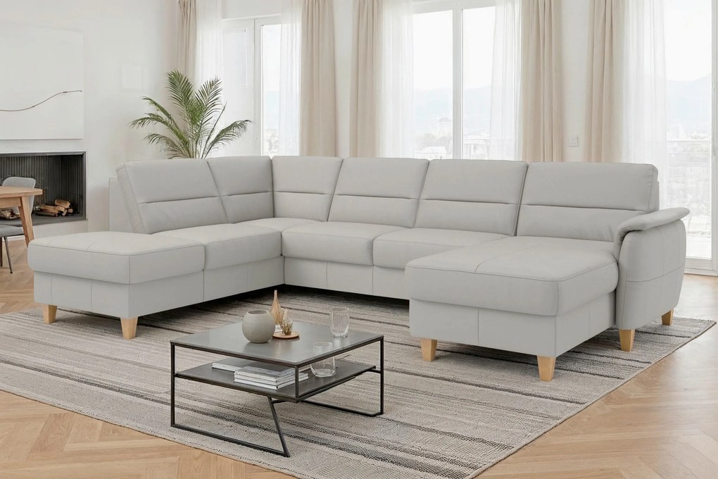 XXXLutz SEDACÍ SOUPRAVA, textil, kůže, světle šedá Sit & More - Sedací soupravy - 00014403326J