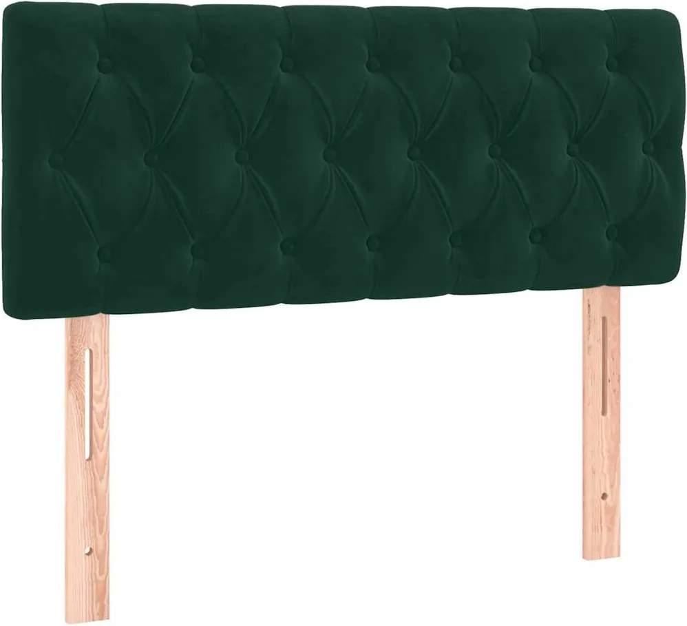 Box spring postel s matrací a LED tmavě zelená 100x200 cm samet 3134570