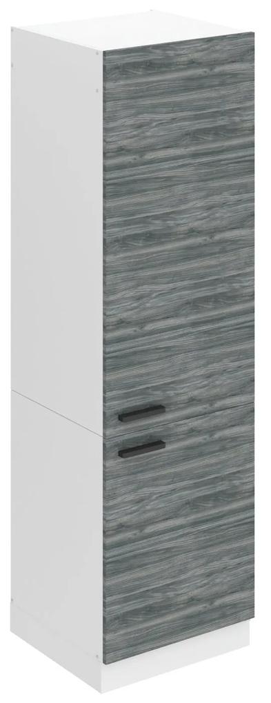 Vysoká kuchyňská skříňka Belini Premium Full Version na vestavnou lednici 60 cm šedý antracit Glamour Wood