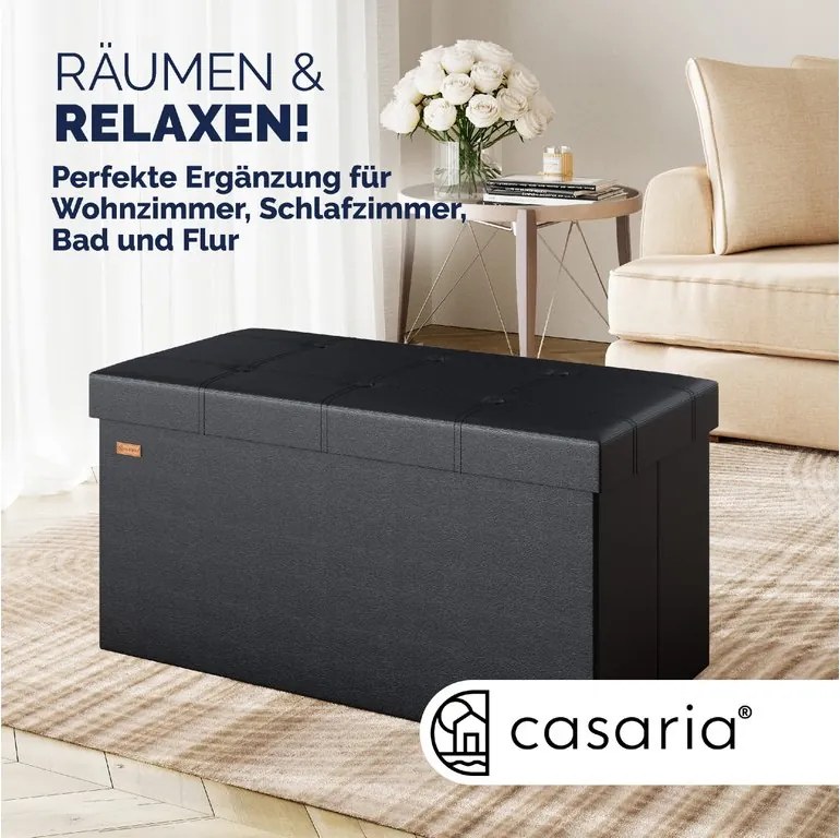 Lavice s úložným prostorem černý 80x40x40cm MDF skládací