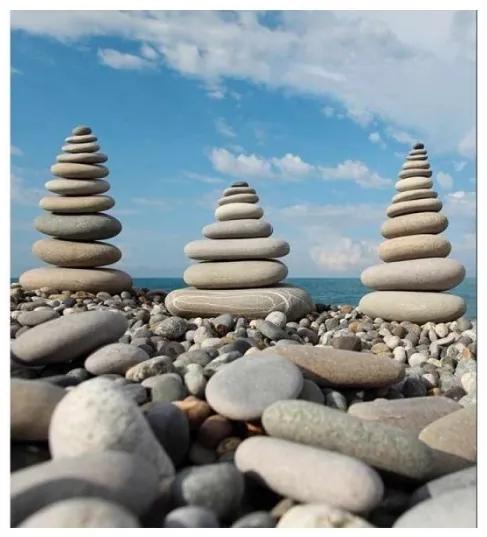 DIMEX | Vliesová fototapeta na zeď Kameny na pláži MS-3-0204 | 225 x 250 cm | šedá, modrá, bílá