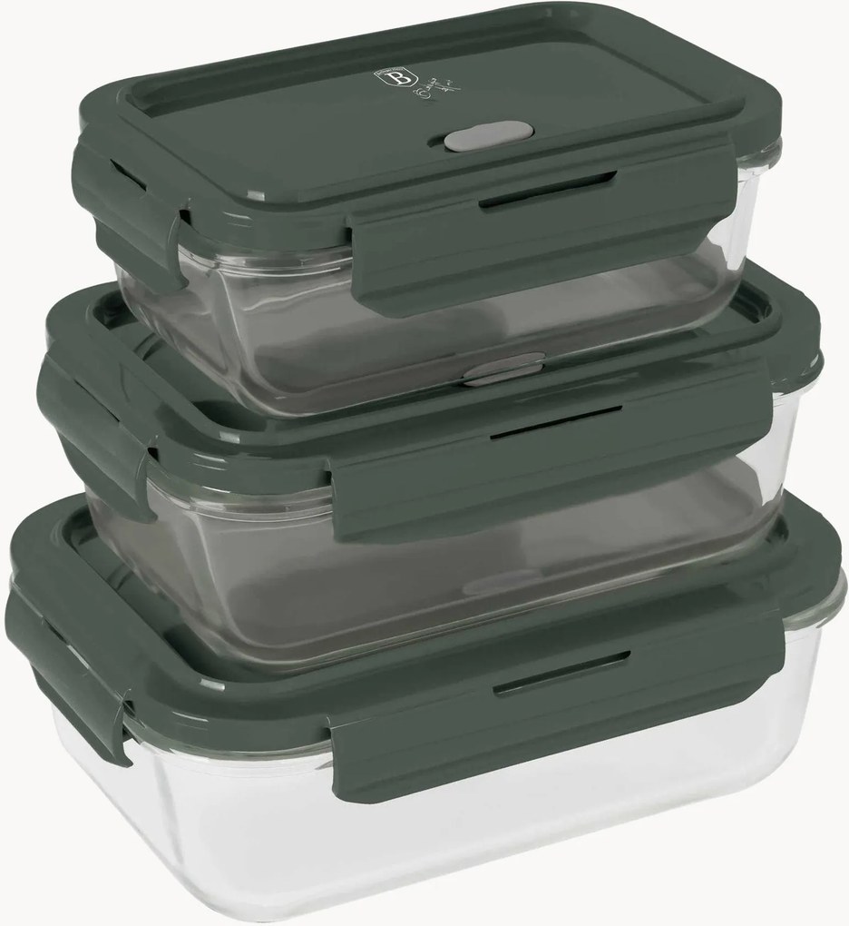 Sada dóz na potraviny Matte Green, 3 díly