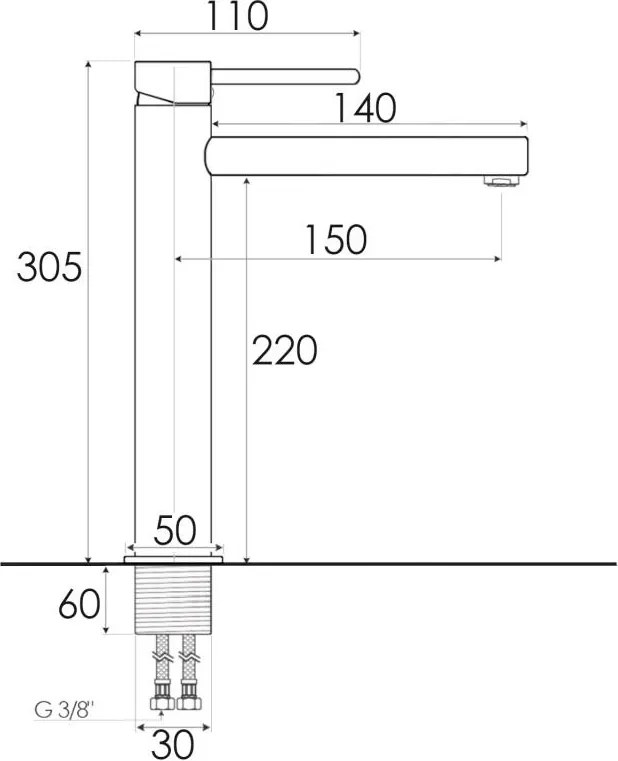 Erga Host, vysoká umyvadlová baterie h-305, černá matná, ERG-YKA-BU.HOST-36-BLK