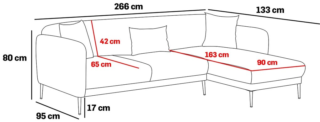 Hanah Home Rohová pohovka VENUS šedá pravá 825BLC2766