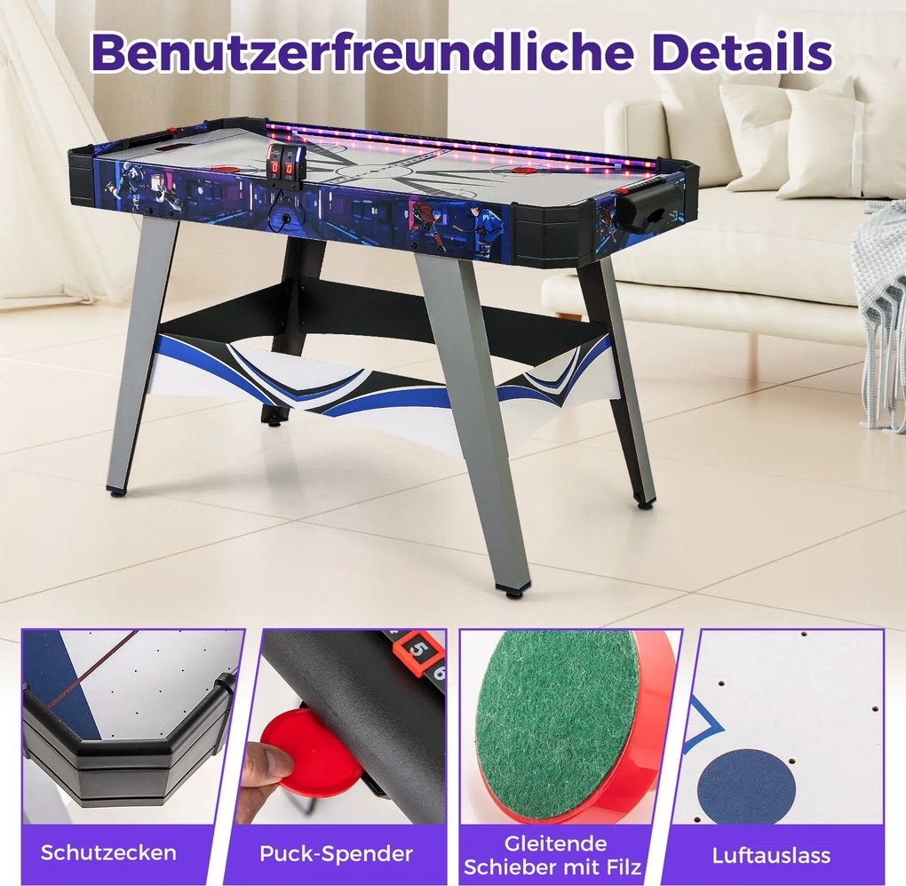 Costway Air Hockey Table Poháněný hokejový stůl s 2 posuvníky a puky