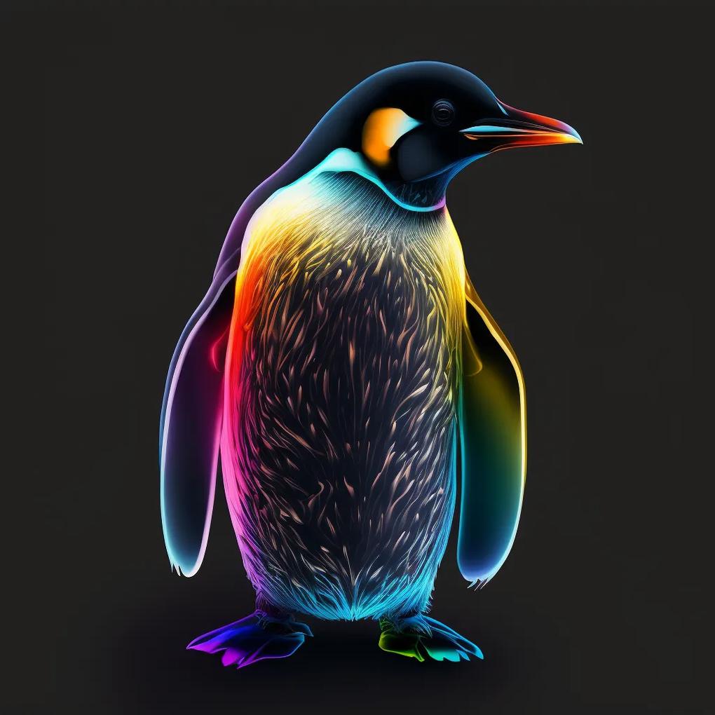 Obraz na plátně - barevný tučňák FeelHappy.cz Velikost obrazu: 120 x 120 cm