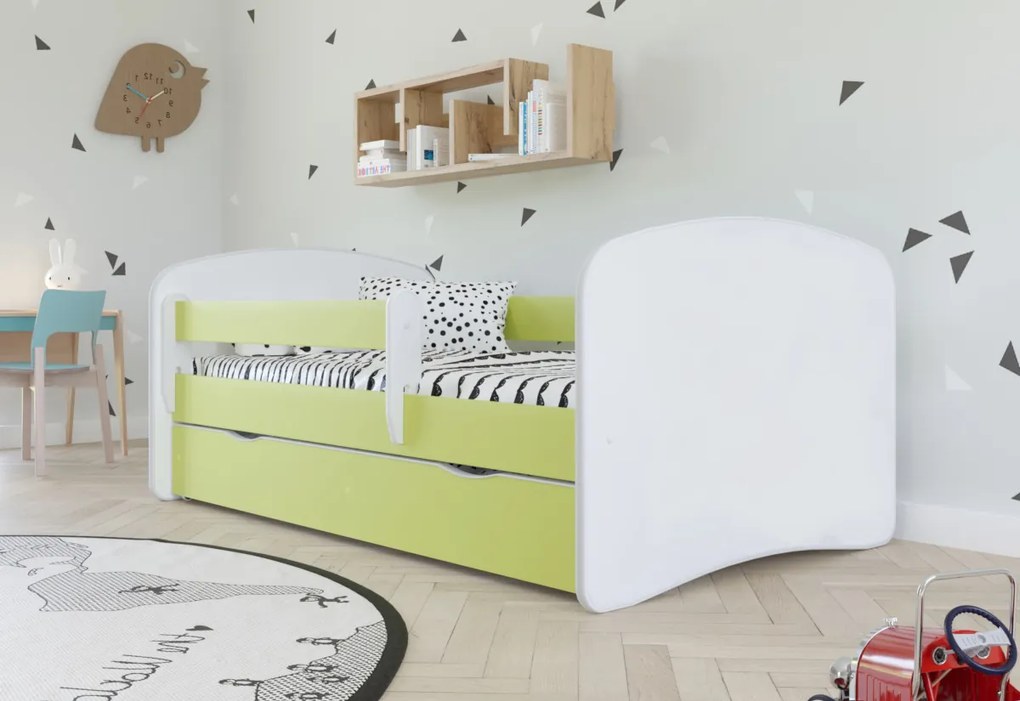 Dětská postel BABYDREAMS + matrace + úložný prostor, 70x140, zelená