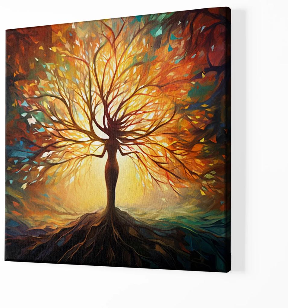 Obraz na plátně - Vedrana propojená vlasy se stromem života FeelHappy.cz Velikost obrazu: 120 x 120 cm