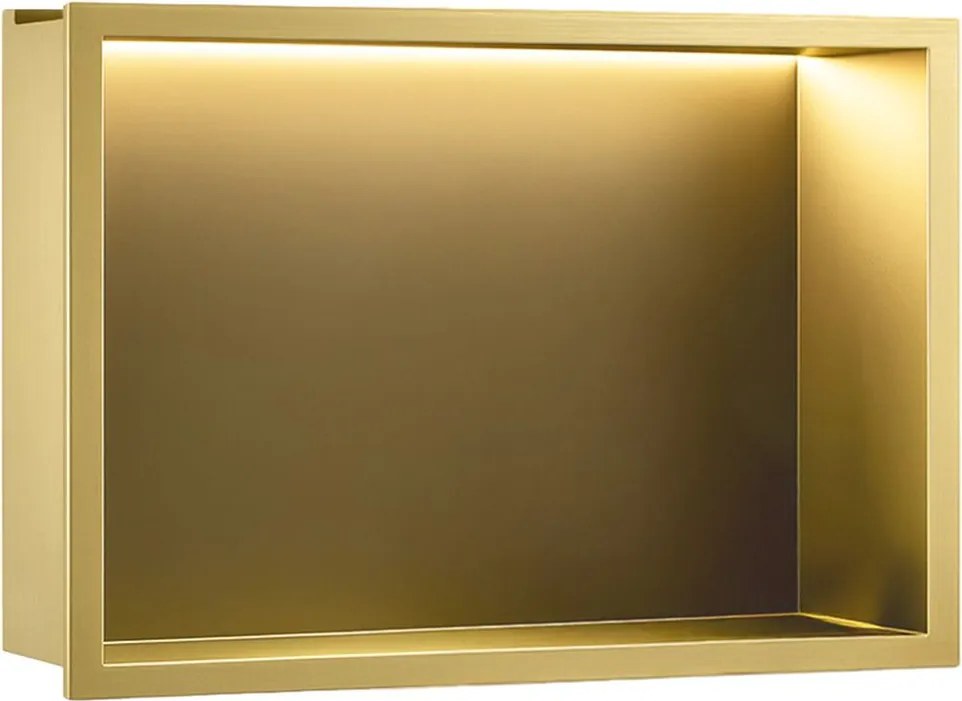 Rea Rea, LED polička na zapuštění 45x30x10 cm, 12W, 3000K, zlatá matná, REA-08545