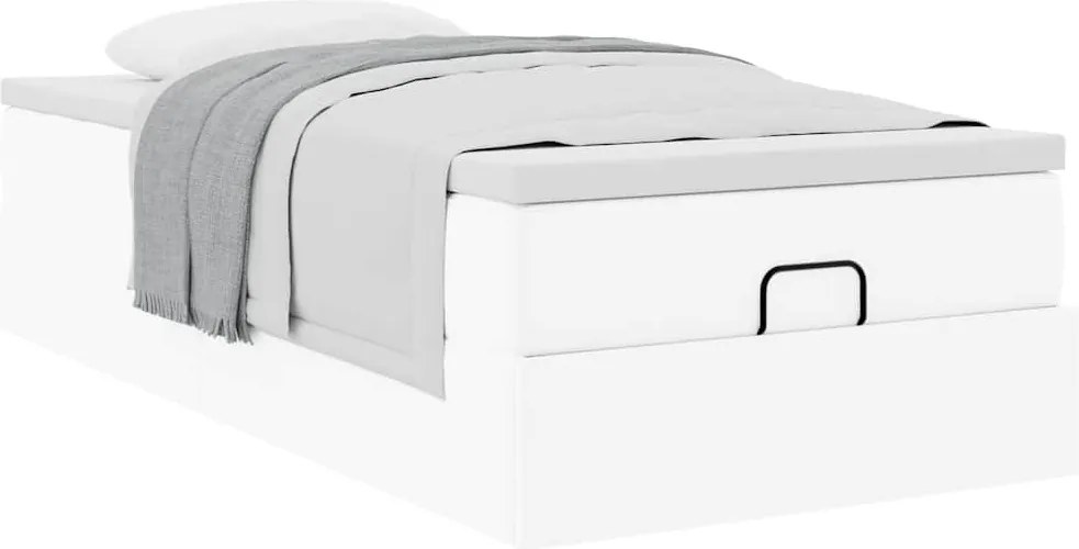 Osmanský rám postele s matrací bílý 100x200cm umělá kůže 3311022
