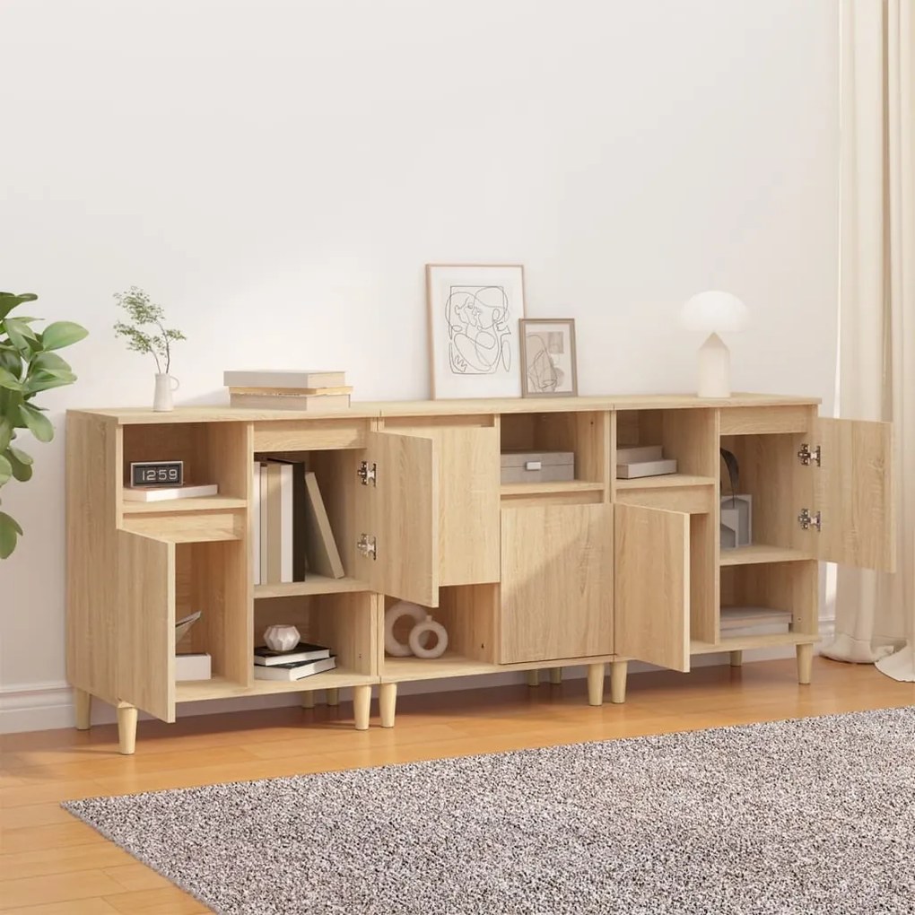 Příborníky 3 ks dub sonoma 60 x 35 x 70 cm kompozitní dřevo 3185738