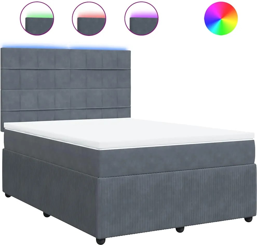 Box spring postel s matrací tmavě šedý 140 x 190 cm samet 3294635