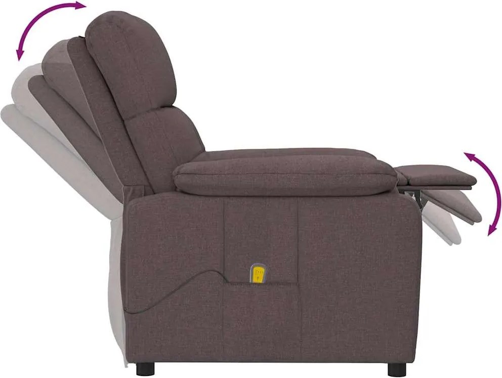 Masážní křeslo tmavě hnědé textil 289677
