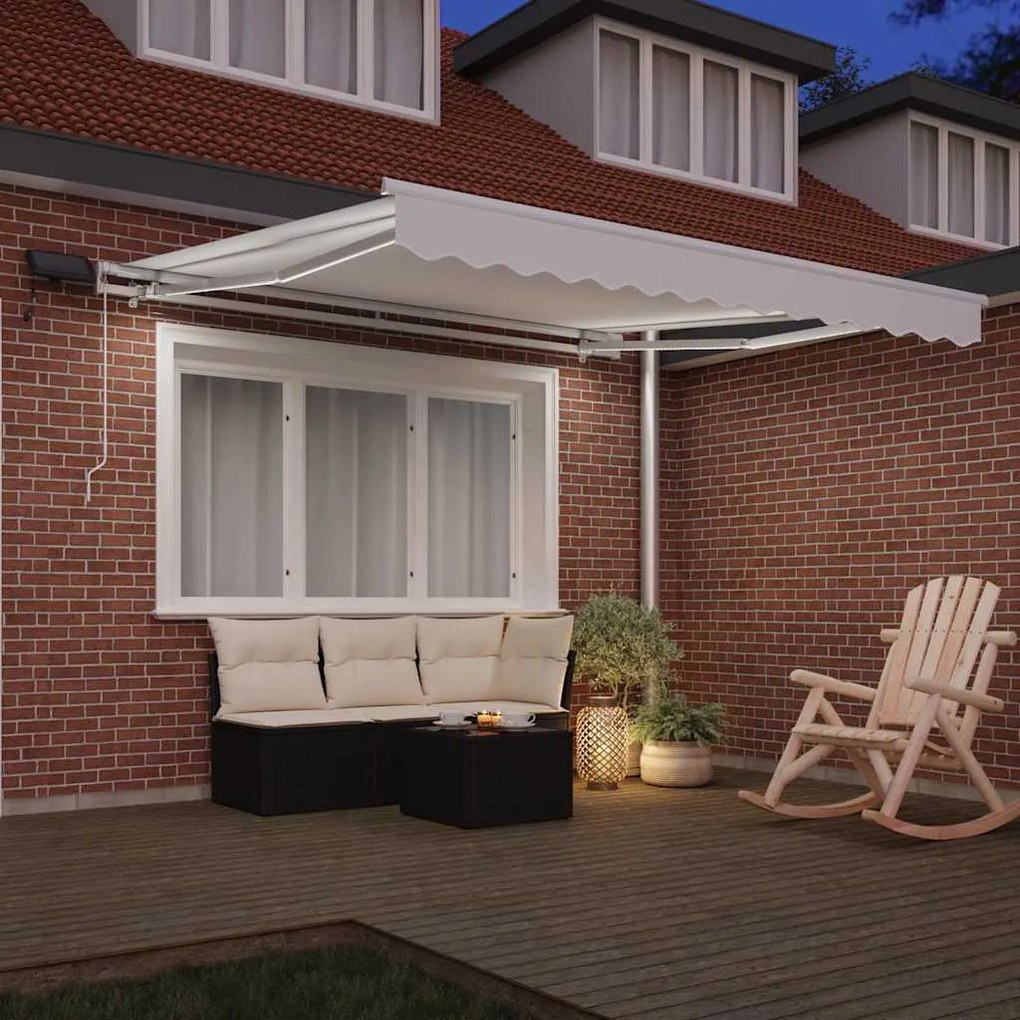 Stahovací markýza Bílá 350 x 250 cm Látka a hliník 3330358