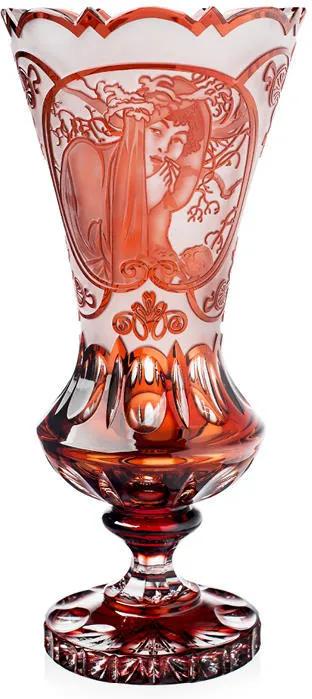 Bohemia Crystal Broušená váza 82501/GR/portret/430mm - červená | BIANO