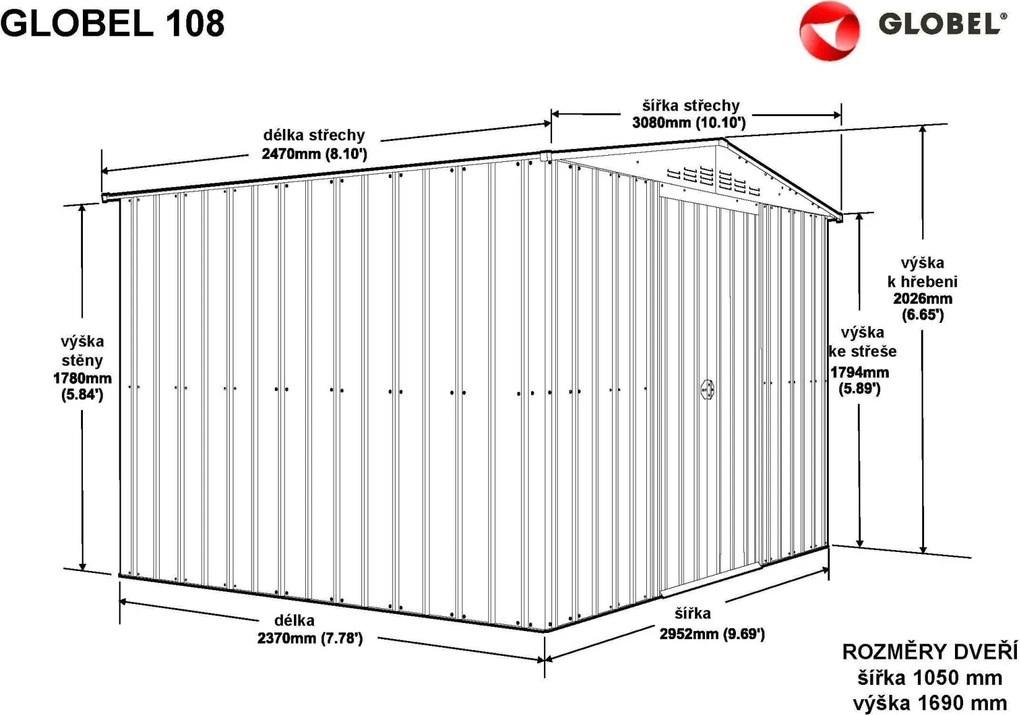 LANIT PLAST, s.r.o. domek GLOBEL 108 ANTRACIT se střešním oknem LG2070